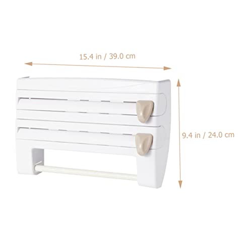 Holibanna Tool White in Home with Wall- Holder Tools Towel Four- Paper Foil Rack Mount Adhesive in- Organizer Bathroom Shelf Functional Plastic Supplies Kitchen Wall Cutter Cling Stand