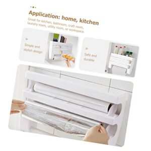 Holibanna Tool White in Home with Wall- Holder Tools Towel Four- Paper Foil Rack Mount Adhesive in- Organizer Bathroom Shelf Functional Plastic Supplies Kitchen Wall Cutter Cling Stand