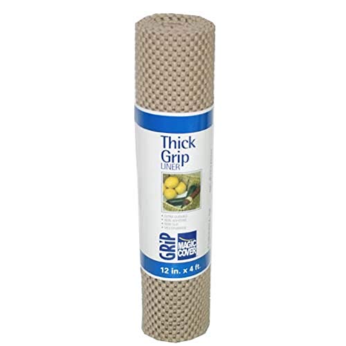 Magic Cover Thick Grip Non-Adhesive Liner for Shelves, Drawers and Counter Tops, 12 inches by 4 feet, Taupe