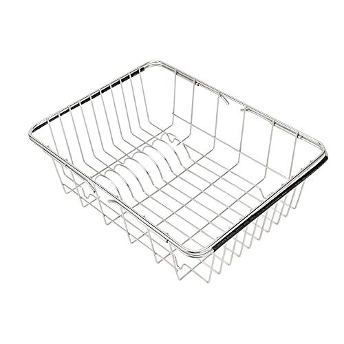 PDGJG Multifunctional Adjustable Sink Dish Drying Rack Stainless Steel Storage Rack Organizer Kitchen Organizer Storage Basket