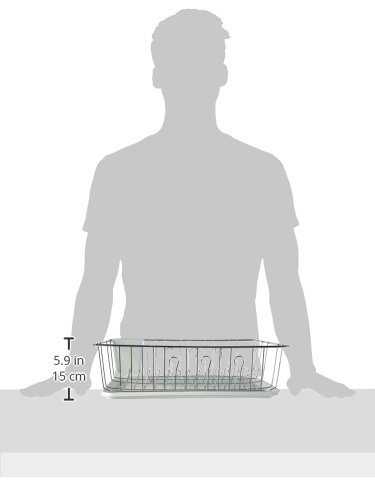 Megachef Chef Single Level Dish Rack with 14 Plate Positioners and A Detachable Utensil Holder, White DR-102 Silver