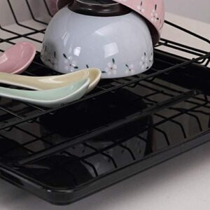 PDGJG 2-Tier Kitchen Dish Storage Drain Rack Set Plate Bowl Spoon Storage Frame Steel Storage Basket Organizer