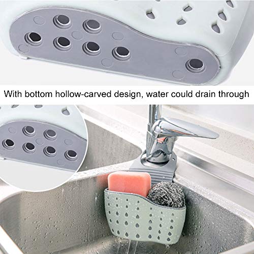 Sponge Holder for Sink, Qtopun 3 Pack Sink Caddy Organizer With 3 Hooks Kitchen Dishcloth Holder With Adjustable Strap Bathroom Soap Hanging Strainer Tootthbrush Bag