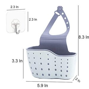 Sponge Holder for Sink, Qtopun 3 Pack Sink Caddy Organizer With 3 Hooks Kitchen Dishcloth Holder With Adjustable Strap Bathroom Soap Hanging Strainer Tootthbrush Bag