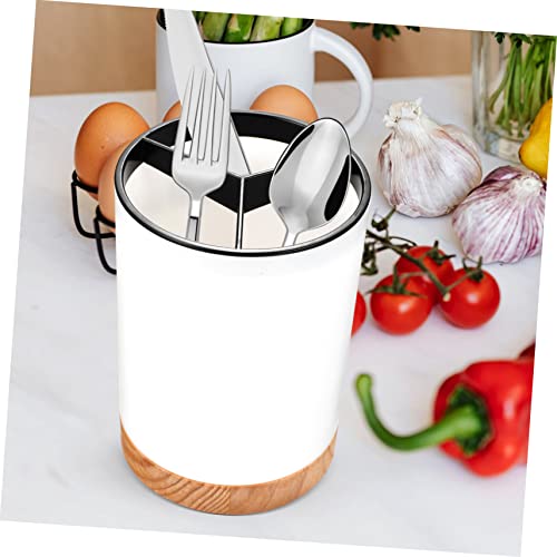 UPKOCH Bucket Chopstick Spatulas Divider Cooking Basket Storage Utensil Convenient Multi-function Household Desktop Spoons Knives Kitchen and Crock White Caddy Forks Plastic Rack