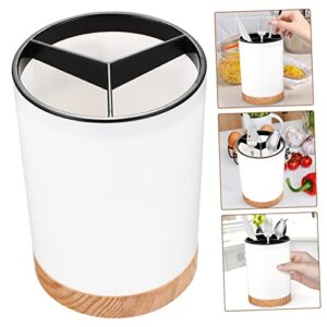 UPKOCH Bucket Chopstick Spatulas Divider Cooking Basket Storage Utensil Convenient Multi-function Household Desktop Spoons Knives Kitchen and Crock White Caddy Forks Plastic Rack