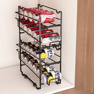 ShellKingdom Stackable Beverage Soda Can Dispenser Organizer Rack, [2 Set] Rolling Beverage Rack, Can Storage Holder for Pantry Refrigerator (Black)