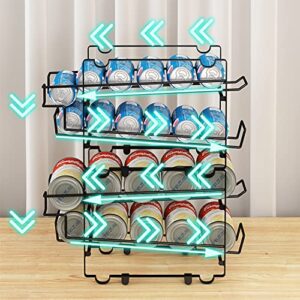 ShellKingdom Stackable Beverage Soda Can Dispenser Organizer Rack, [2 Set] Rolling Beverage Rack, Can Storage Holder for Pantry Refrigerator (Black)