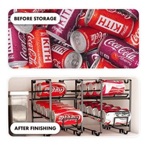 ShellKingdom Stackable Beverage Soda Can Dispenser Organizer Rack, [2 Set] Rolling Beverage Rack, Can Storage Holder for Pantry Refrigerator (Black)