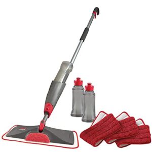 rubbermaid reveal spray microfiber floor cleaning kit for laminate & hardwood floors, spray mop with reusable washable pads, commercial