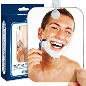 shave well deluxe anti-fog shower mirror – fogless bathroom shaving mirror – for men and women – large – removable adhesive hook – frameless – portable – ideal for travel, camping, gym – unbreakable