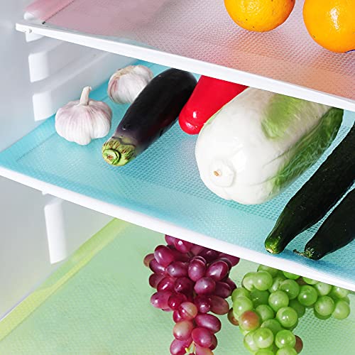 Refrigerator Mats, Washable Fridge Mats 9 Pack Fridge Liners and Mats Can Be Cut Refrigerator Liners Drawer Table Placemats (3 Green, 3 Pink, 3 Blue)