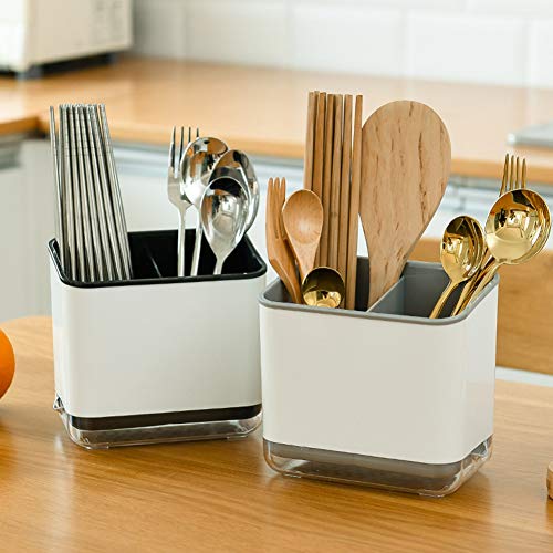 Flatware Storage Organizer, Plastic Utensil Holder With 3 Compartment And Cutlery Tray Drainer for Kitchen Table, Cabinet, Pantry - Holds Forks, Knives, Spoons, Indoor or Outdoor Use