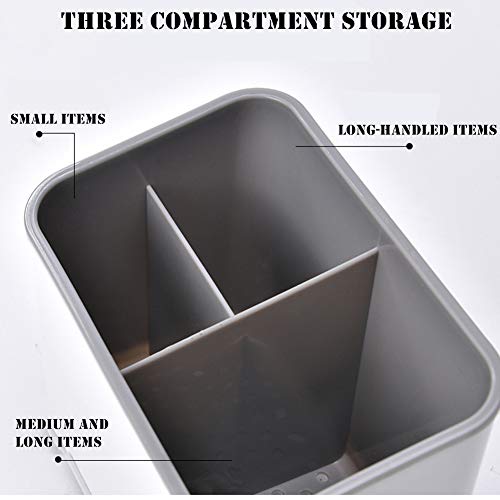 Flatware Storage Organizer, Plastic Utensil Holder With 3 Compartment And Cutlery Tray Drainer for Kitchen Table, Cabinet, Pantry - Holds Forks, Knives, Spoons, Indoor or Outdoor Use