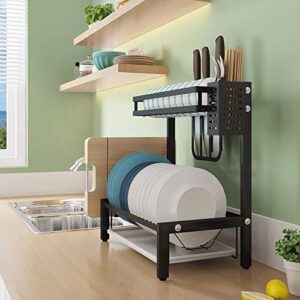 PDGJG 2 Layer Stainless Steel Cutlery Storage Shelf Dish Rack Kitchen Drain Storage Knife Chopping Board Holder Home Supplies