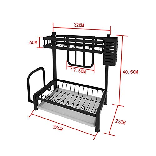 PDGJG 2 Layer Stainless Steel Cutlery Storage Shelf Dish Rack Kitchen Drain Storage Knife Chopping Board Holder Home Supplies