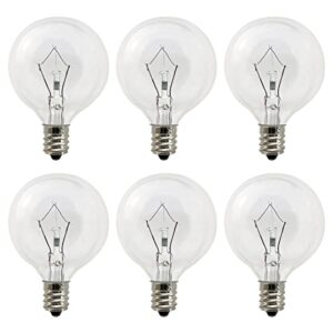 wax warmer bulbs 6 pack, g50 25 watt light bulbs for full size scentsy warmers, e12 base g16.5 globe clear scentsy bulb for candle wax warmer, long lifespan, 120 volt