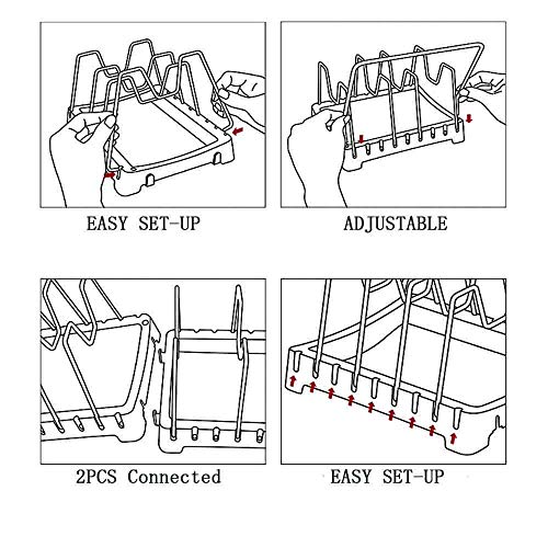 Pot Lid Organizer 2 PCS for Kitchen Cabinet Pantry and Bakeware Organizer Rack Holder， White