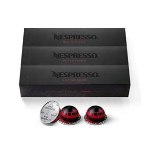 nespresso capsules vertuoline, half caffeinato, mild roast coffee, 10 count (pack of 3), brews 7.8oz (vertuoline only)