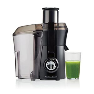 hamilton beach juicer machine, big mouth large 3” feed chute for whole fruits and vegetables, easy to clean, centrifugal extractor, bpa free, 800w motor, black