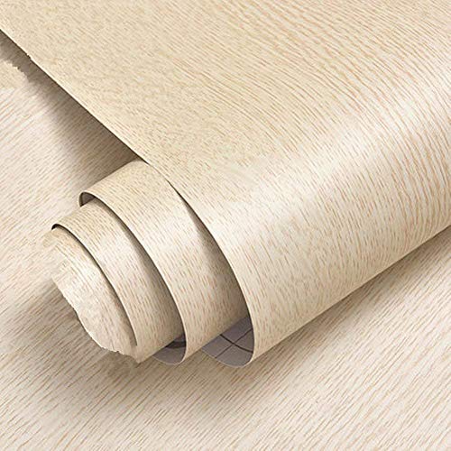 Motishi Beige Oak Wood Grain Wallpaper Self Adhesive Shelf Liner Dresser Drawer Cabinet Sticker 15.7''x79''