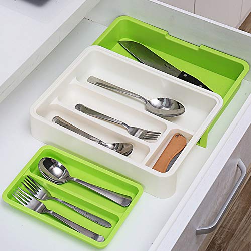 TJLSS Kitchen Drawer Organizer Plastic Storage Drawer Cutlery Tray for Drawers Divider Durable Utensil Multi Partition Safe Easy Clean ( Color : Gray )