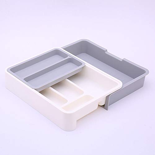 TJLSS Kitchen Drawer Organizer Plastic Storage Drawer Cutlery Tray for Drawers Divider Durable Utensil Multi Partition Safe Easy Clean ( Color : Gray )