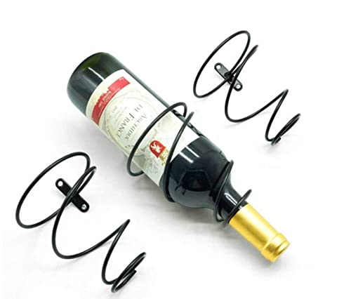 ZHKD Wall-Mounted Wine Bottle Rack 3-Piece Set,Creative Wine Bottle Display Rack, Metal Hanging Wine Holder,Suitable for All Home Kitchen Bar Cabinets Wall You Like, Black