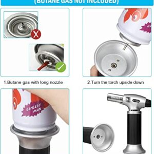 Sondiko Butane Torch S400, Refillable Kitchen Torch Lighter, Fit All Butane Tanks Blow Torch with Safety Lock and Adjustable Flame for Desserts, Creme Brulee, and Baking—Butane Gas Is Not Included