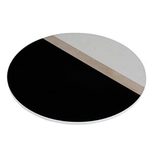 Hanna Roberts Lazy Susan Kitchen Turntable for Pantry Cabinet or Table, 14" (Black Brown White Stripe Design)