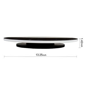 Hanna Roberts Lazy Susan Kitchen Turntable for Pantry Cabinet or Table, 14" (Black Brown White Stripe Design)