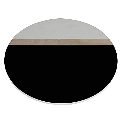 Hanna Roberts Lazy Susan Kitchen Turntable for Pantry Cabinet or Table, 14" (Black Brown White Stripe Design)