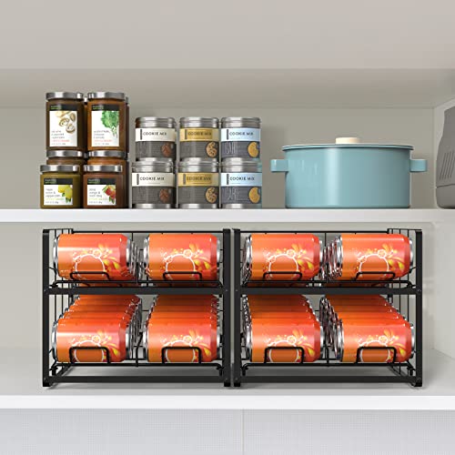 OYEAL Pantry Can Organizer, Stackable Soda Can Organizer for Pantry Beverage Holder Dispenser for Cabinet, Refrigerator, Holds 20 Cans Each, 2 Pack