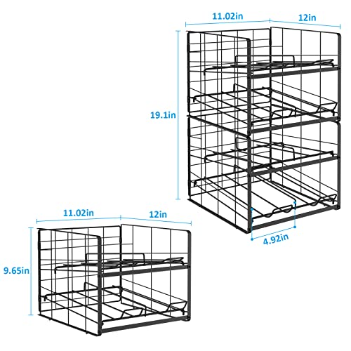 OYEAL Pantry Can Organizer, Stackable Soda Can Organizer for Pantry Beverage Holder Dispenser for Cabinet, Refrigerator, Holds 20 Cans Each, 2 Pack