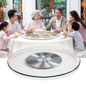 32-40inch Rotating Tempered Glass Tray, Round Lazy Susan Turntable Rotatable Serving Plate Aluminum Bearing Smooth Easy to Share Food