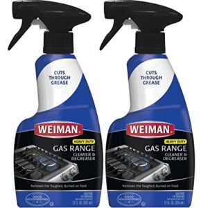 Weiman Gas Range and Stove Top Cleaner and Degreaser - 2 Pack - Dissolves Cooked On Food and Stains