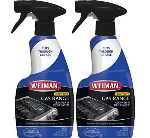 Weiman Gas Range and Stove Top Cleaner and Degreaser - 2 Pack - Dissolves Cooked On Food and Stains