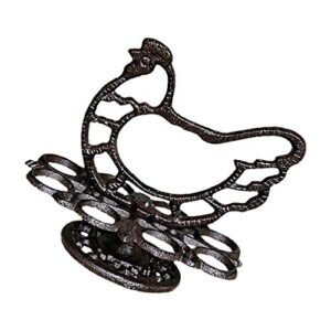 bestoyard heavy duty cast iron eggs holder rooster shaped egg stroage display rack vintage countertop decor kitchen dining room organization