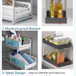 2 Tier Under Sink Organizer White Cabinet Slide Out Food Storage Shelves Vanity Bathroom Under the Sink Pull Out Home organizer with Sliding Baskets Cabinet Spice Rack for Kitchent Desk hegsymum