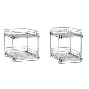 household essentials c21521-1 glidez dual 2-tier sliding cabinet organizer, 14.5″ wide, chrome & c21221-1 glidez 2-tier sliding cabinet organizer, 11.5″ wide, chrome