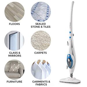 PurSteam Steam Mop Cleaner 10-in-1 with Convenient Detachable Handheld Unit, Laminate/Hardwood/Tiles/Carpet Kitchen - Garment - Clothes - Pet Friendly Steamer Whole House Multipurpose Use