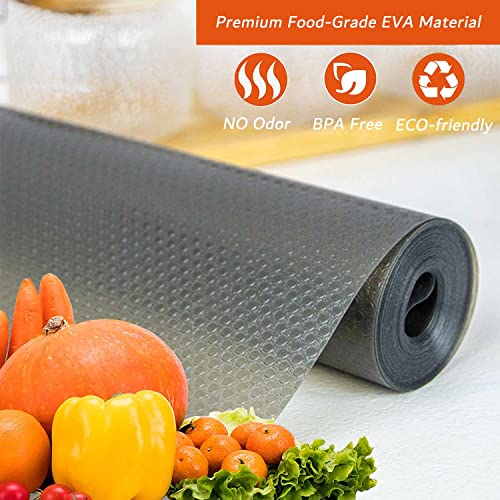 Shelf Liners for Kitchen Cabinets Refrigerator Liners Waterproof & Oil-Proof Cupboard Liner Non-Slip Drawer Mats EVA Non Adhesive Fridge Liner for Shelves Pantry Bookshlef Dresser 17.7 inches x 19.7FT