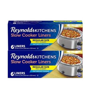 reynolds kitchens slow cooker liners, regular (fits 3-8 quarts), 6 count (pack of 2), 12 total