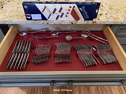 Silverware Drawer Lining Kit in Maroon - Holds 70 Pieces