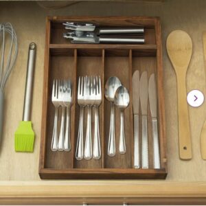 Flatware and Kitchen Utensils Drawer Organizer, Kitchen Flatware Organizer with 5 Storage Compartments