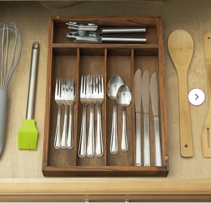 Flatware and Kitchen Utensils Drawer Organizer, Kitchen Flatware Organizer with 5 Storage Compartments