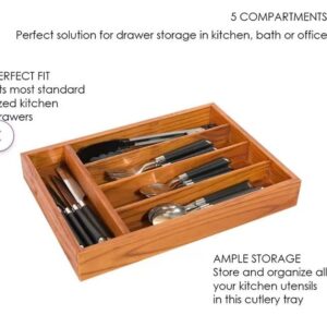 Flatware and Kitchen Utensils Drawer Organizer, Kitchen Flatware Organizer with 5 Storage Compartments