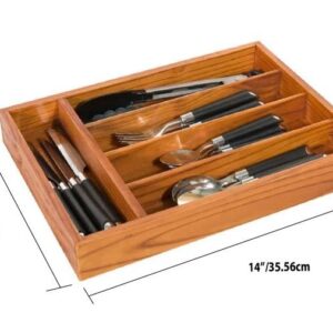 Flatware and Kitchen Utensils Drawer Organizer, Kitchen Flatware Organizer with 5 Storage Compartments