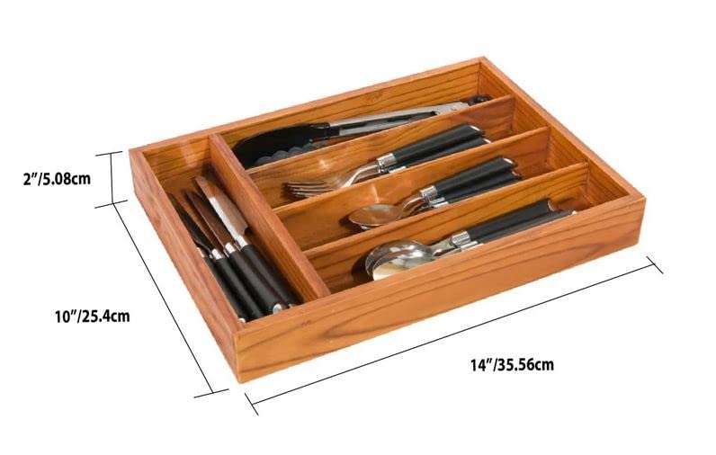 Flatware and Kitchen Utensils Drawer Organizer, Kitchen Flatware Organizer with 5 Storage Compartments