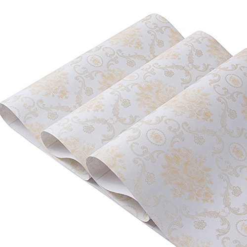 Yifely Gold Damask Self Adhesive Shelf Drawer Liner Decorative Storange Organizers Cabinets Lining Paper Easy to Remove 17.8 Inch by 9.8 Feet